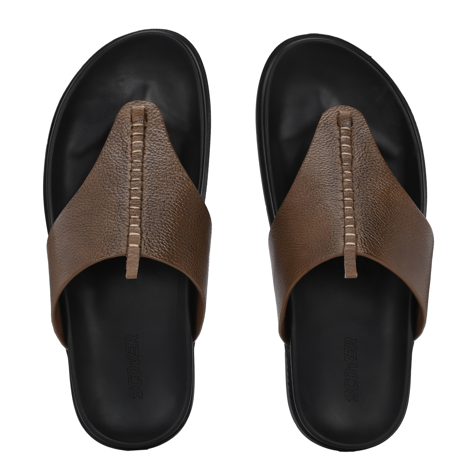 P.U. PAD Extra Comfort Leather Slipper (Light Brown) - SCOVER.IN